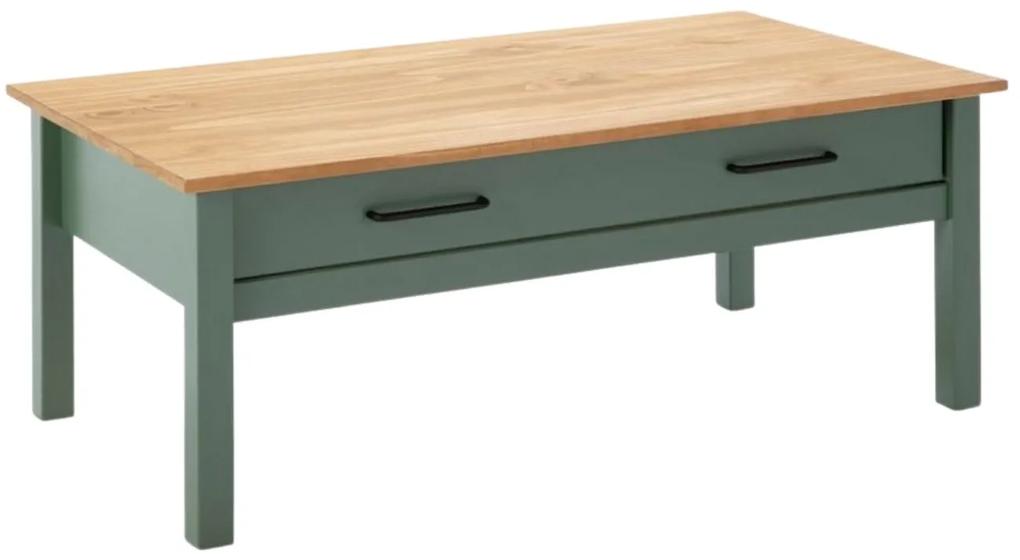 DNYMARIANNE -25% Olivově zelený borovicový konferenční stolek Marckeric Miranda 100 x 55 cm