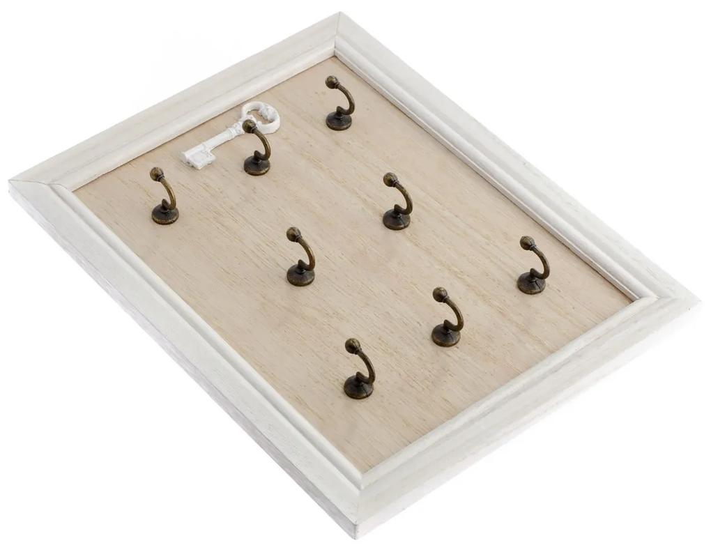Dřevěný věšák na klíče White key, 25 x 32 cm | BIANO
