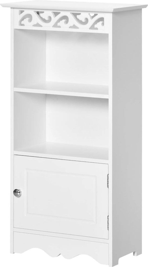 HOMCOM Podlahová skříň a skříň se 2 policemi a dveřmi v bílé MDF pro koupelnu 40Š x 23H x 80V cm | Aosom