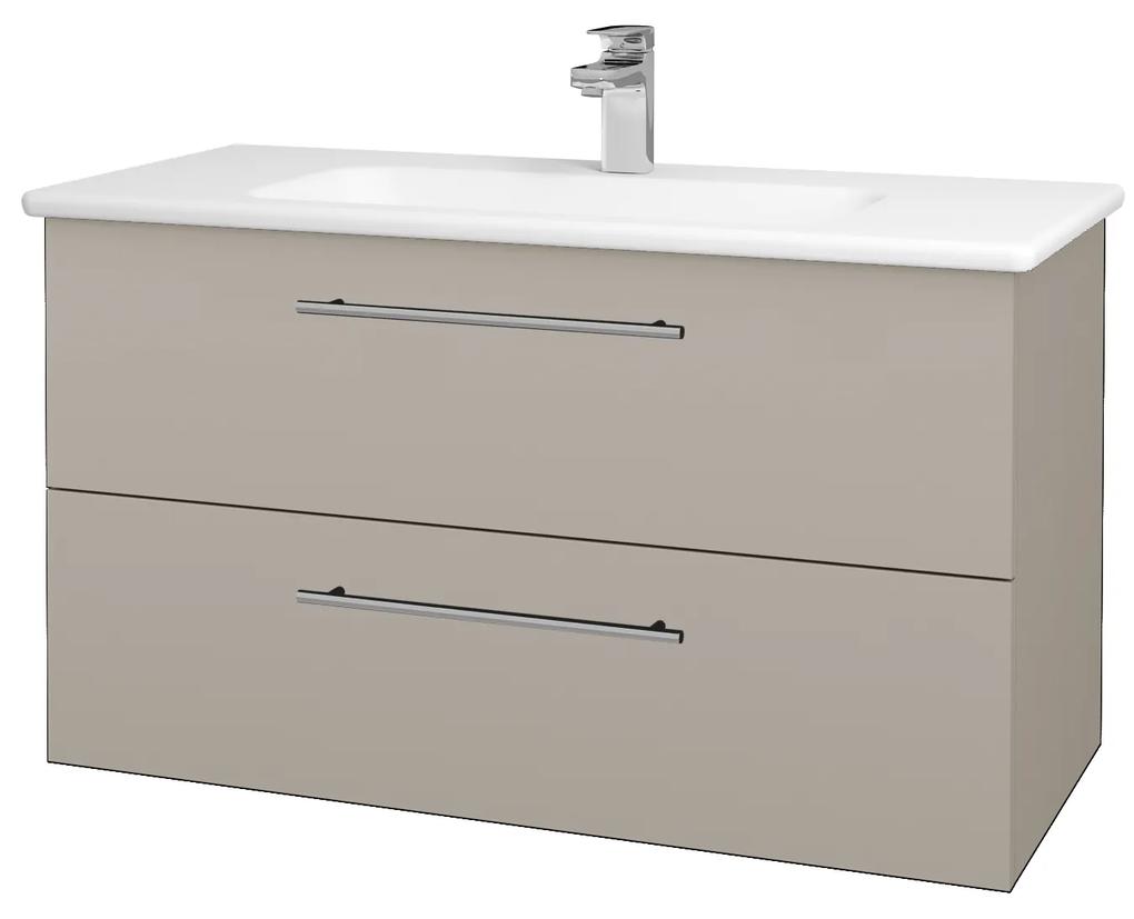 Dřevojas Koupelnová skříň GIO SZZ2 100 Varianta: N01 Bílá lesk / Úchytka T04 / D01 Beton