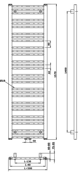 Bruckner - Koupelnový radiátor ALBRECHT 657W/230V 50x157 cm bílá