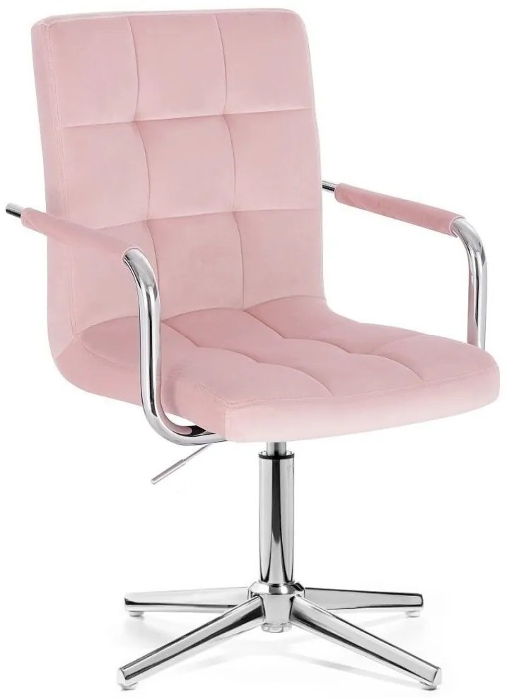 LuxuryForm DESIGN Otočná židle VERONA VELUR na stříbrném kříži - růžová