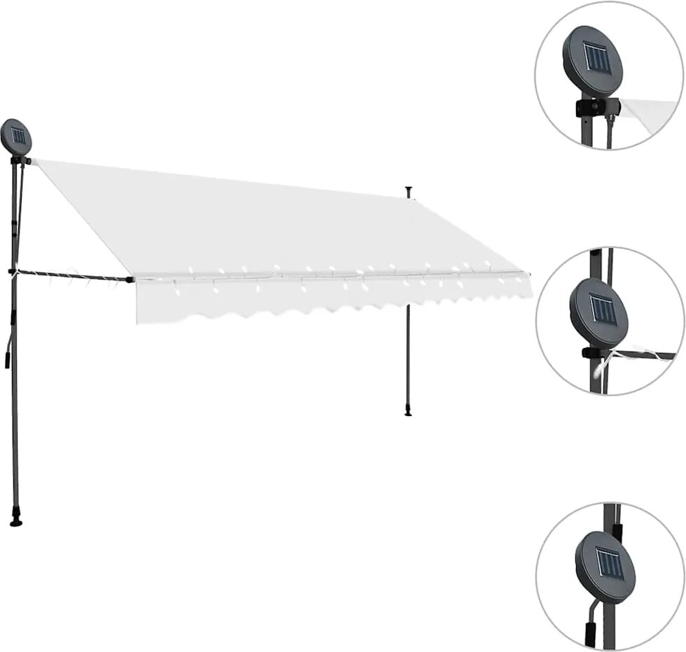 Ručně zatahovací markýza s LED světlem 400 cm krémová 145875