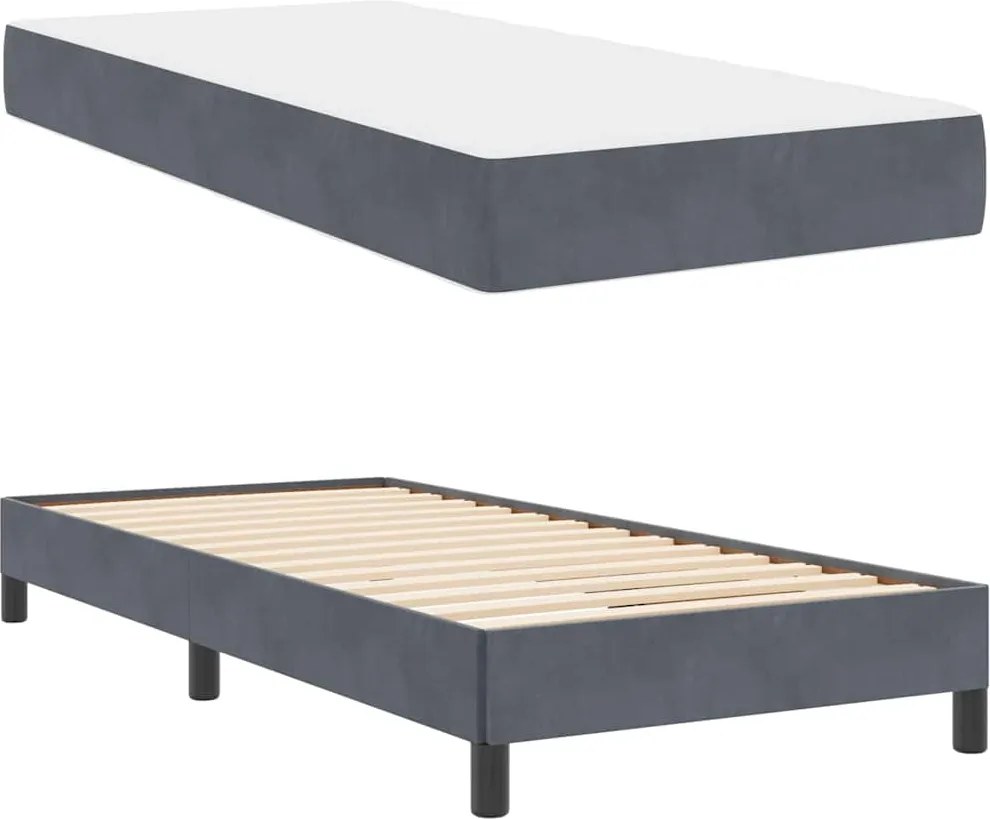 Postel s boxspringem s matrací Tmavě šedá 80 x 200 cm textil 3398654