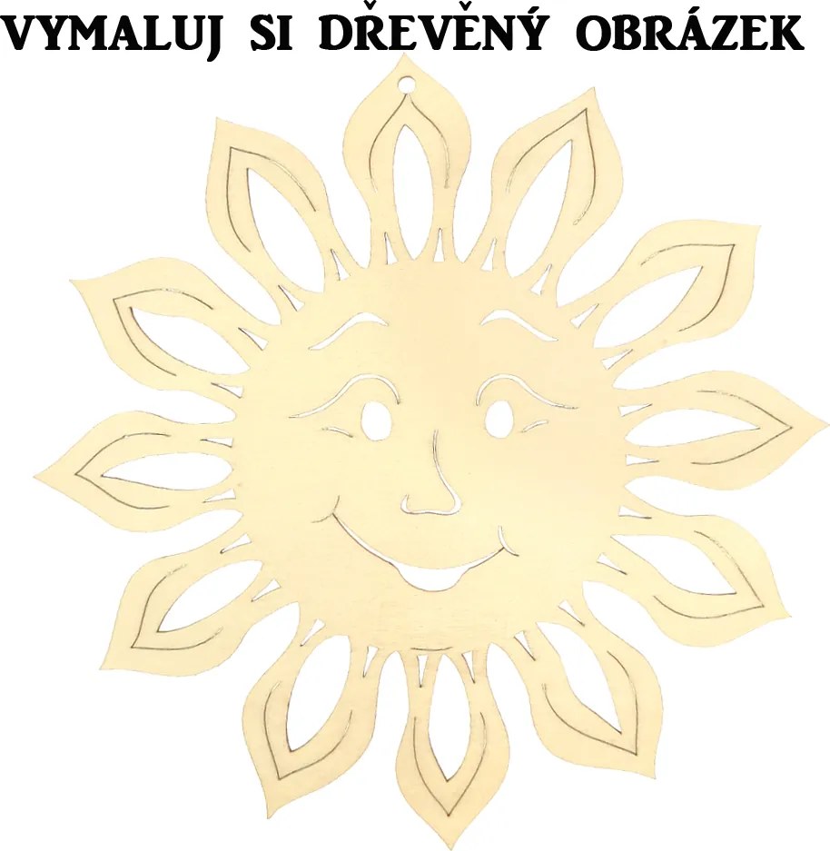 AMADEA Dřevěný obrázek k vymalování slunce 20 cm