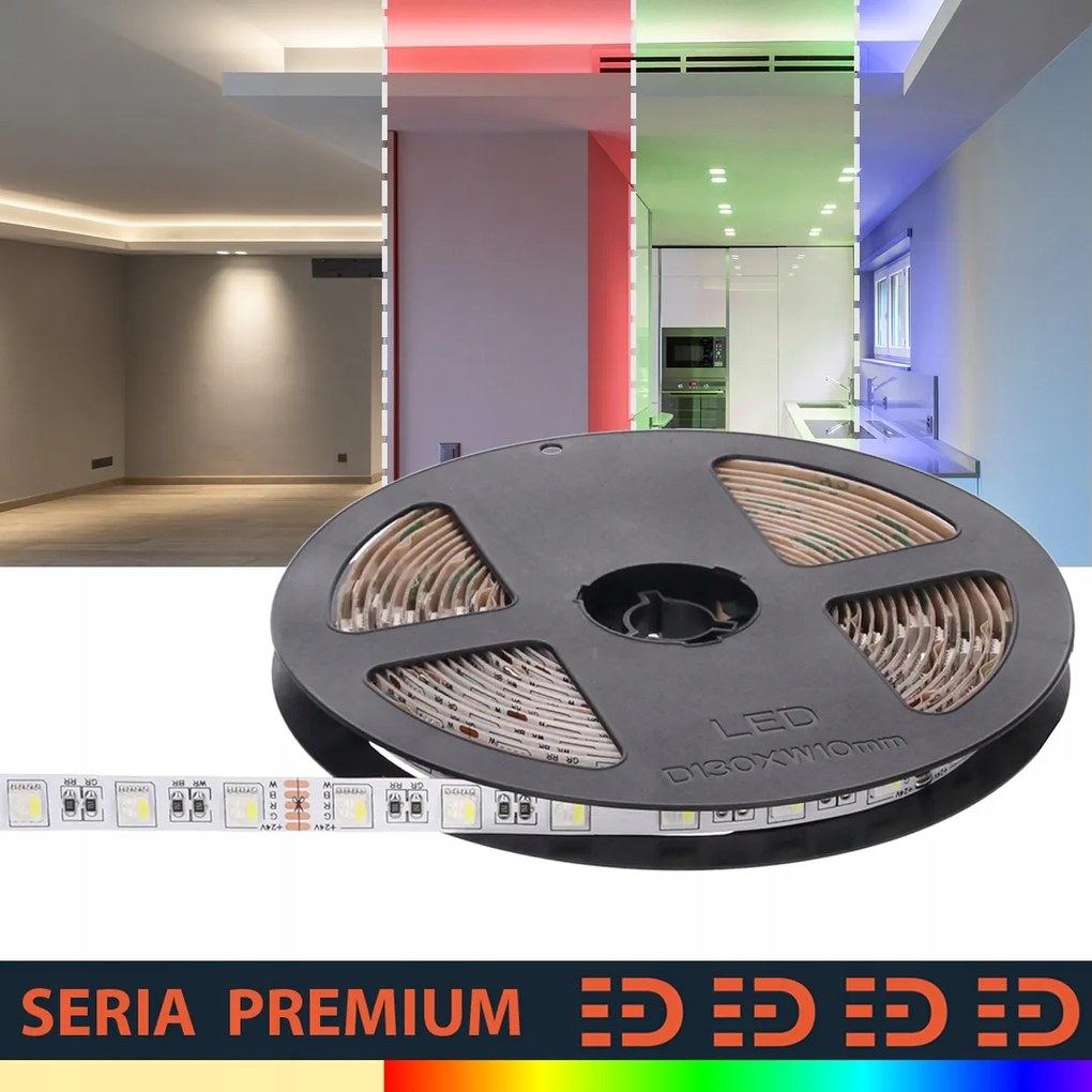 Led pásek Premium 24V 60led 19.7W/m Rgb+nw 4v1 SMD5050 5 let záruka
