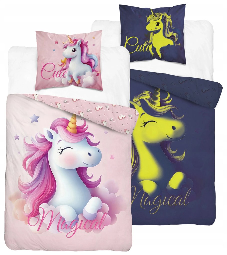 TOP Svítící bavlněné povlečení 140x200+70x80 Princess Unicorn