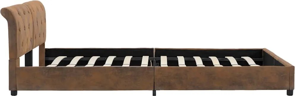 Rám postele hnědý umělá broušená kůže 160 x 200 cm 284892
