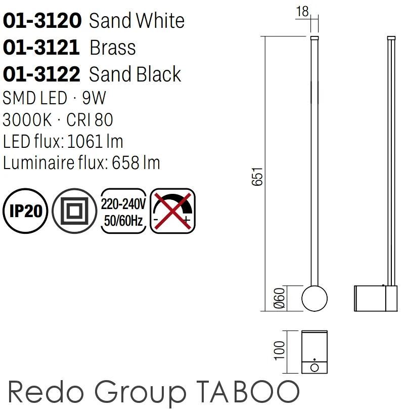 Černé nástěnné světlo Redo TABOO 01-3122/ LED 9W