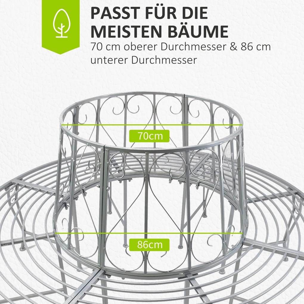 Outsunny lavička na stromy kulatá lavička 360° zahradní lavička lavička sedák lavičky na stromy kovové ∅160cm | Aosom