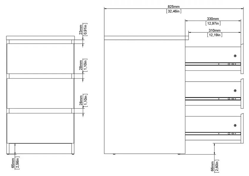 Komoda Simplicity 40 x 50 x 70 cm, bílý lesk