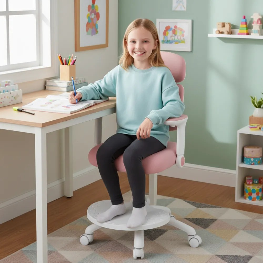 Dětská rostoucí židle Neoseat KIDDY THREE — látka, růžová