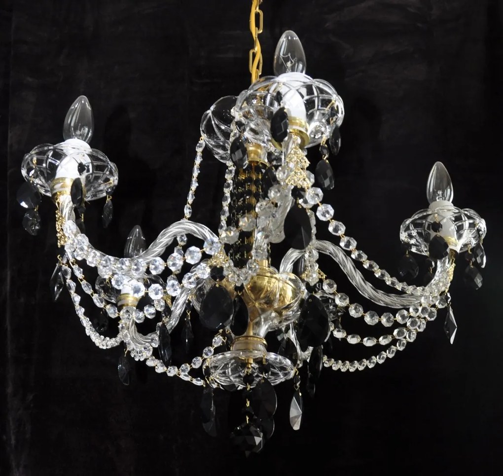 6 Arms Crystal chandelier with hand cut glass tulips &amp; twisted arms