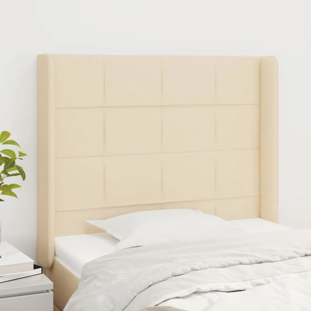 Čelo postele typu ušák krémové 83x16x118/128 cm textil 3119559