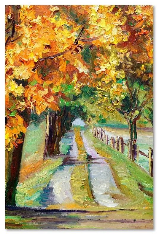 Gario Obraz na plátně Podzimní cesta jako ručně malovaná Rozměry: 40 x 60 cm