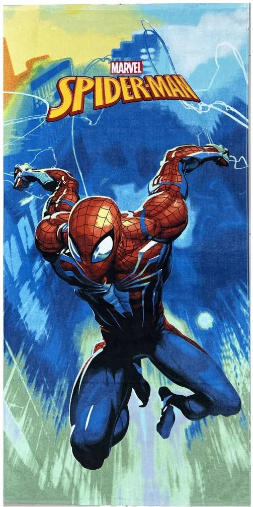 Bavlněná plážová osuška Spiderman v letu - 100% bavlna, froté s gramáží 320 gr./m² - 70 x 140 cm