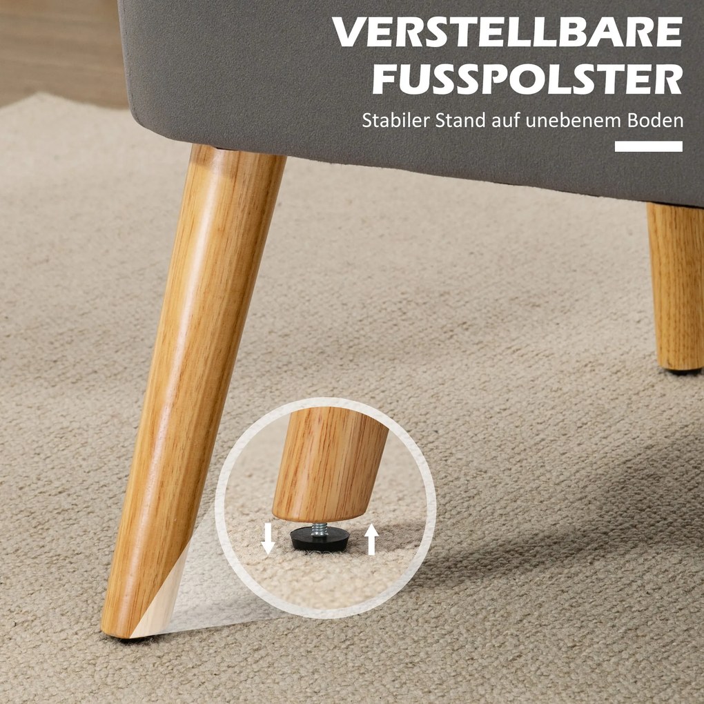 HOMCOM 2místná pohovka dvoumístný loveseat se vzhledem lnu, dvojsedák, dřevěné nohy, do 150 kg, tmavě šedá, 117 x 56,5 x 77 cm