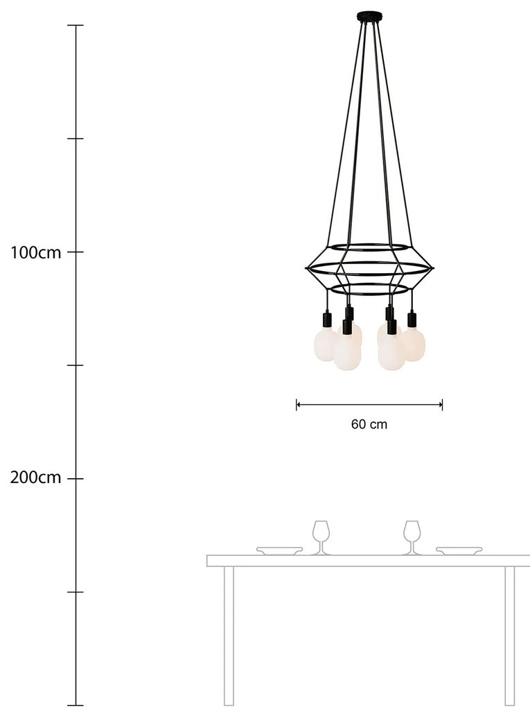 creative cables Lustr cage 3 rodi se 4 závěsnými světly Barva: Matný bronz