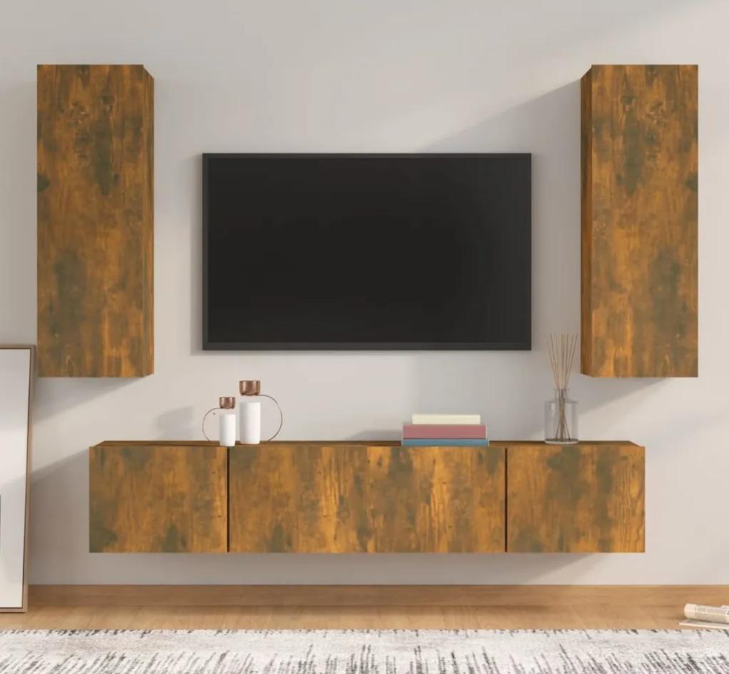vidaXL 4dílný set TV skříněk kompozitní dřevo [3114205] Barva: hnědý dub