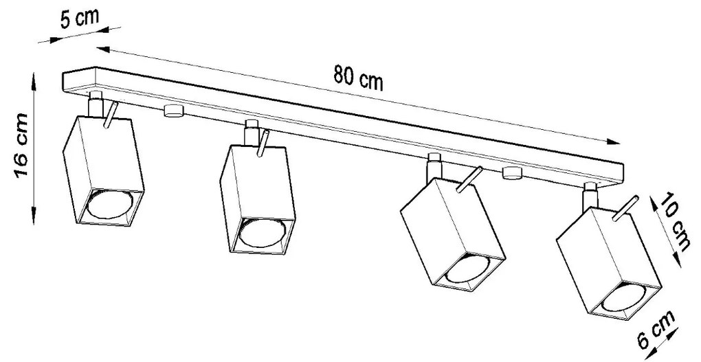 Bodové svítidlo Merida, 4x černé kovové stínítko, (možnost polohování)
