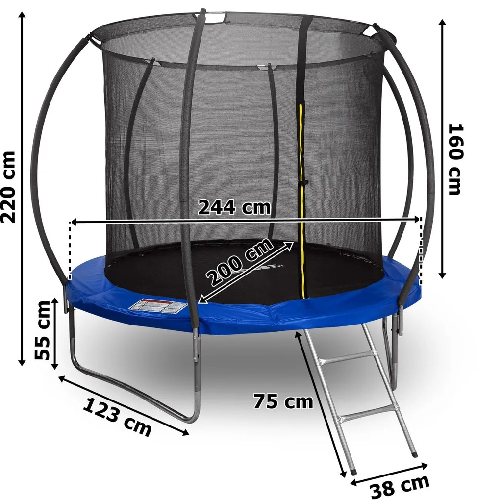 Trampolína se sítí a žebříkem HENZEN 244 cm modrá