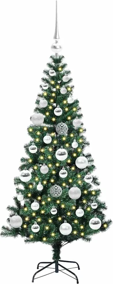 Umělý osvětlený vánoční stromeček Zelená 120 cm PVC a kov 3396741