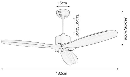ZEVENTI - Stropní ventilátor CUENCA Wi-Fi Tuya černá/dub + DO