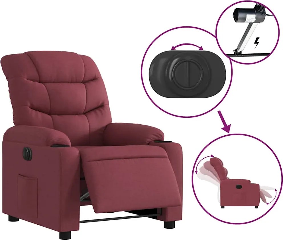 Elektrické polohovací křeslo vínové textil 3206630