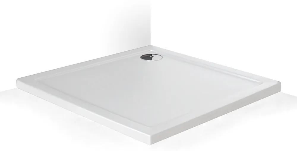 Roth Čtvercová nebo obdélníková akrylátová sprchová vanička FLAT STONE EFFECT Varianta: rozměry: 130x80 cm, barva: Bílá - (FLAT STONE WHITE 1300x800 - 8000333)