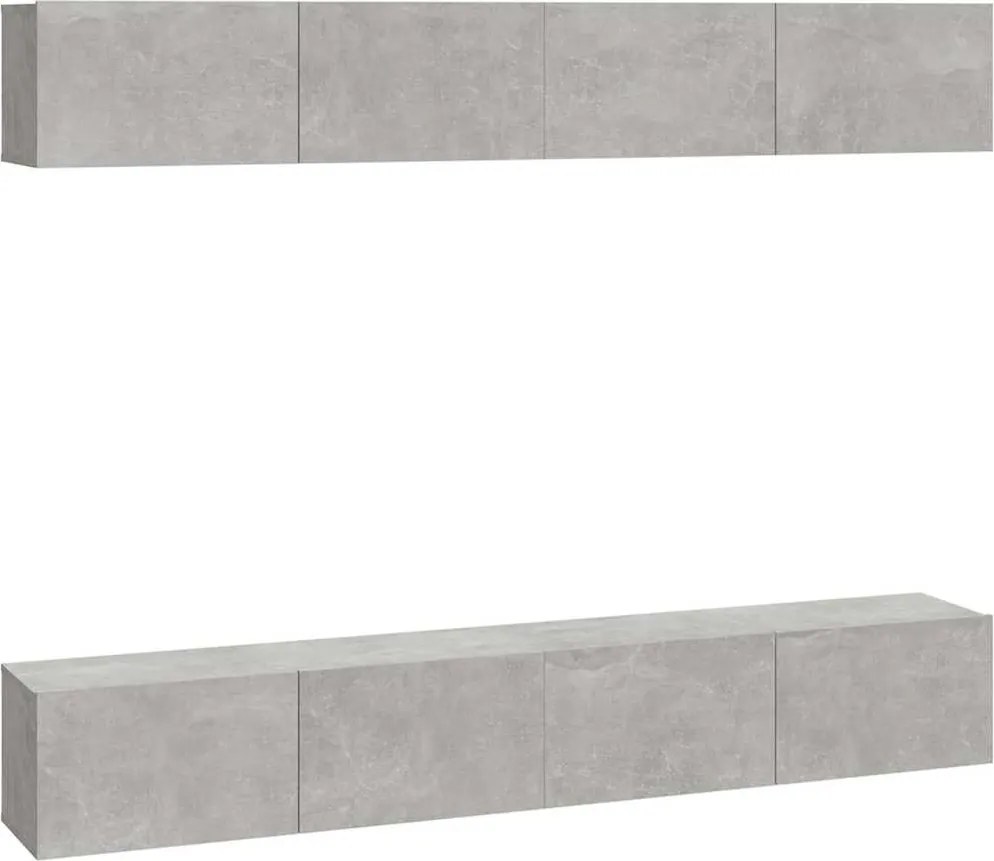 Nástěnné TV skříňky 4 ks betonově šedé 100 x 30 x 30 cm 3114193