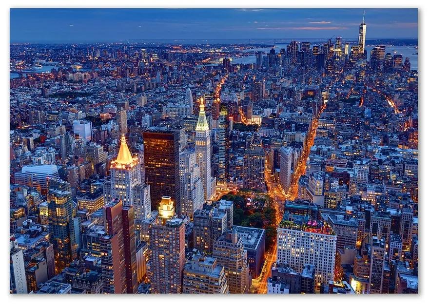 Wallmuralia Moderní skleněný obraz z fotografie Manhattan noc 100x70 cm