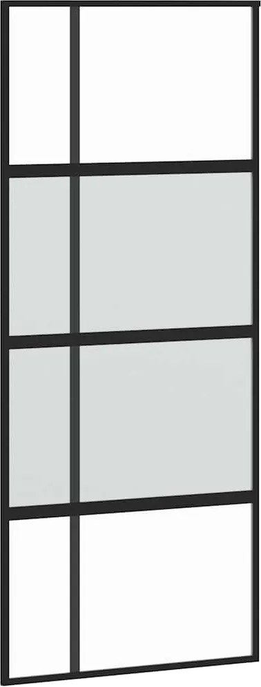 Posuvné dveře se sadou kování černé 90x205 cm Tvrzené sklo 3375839