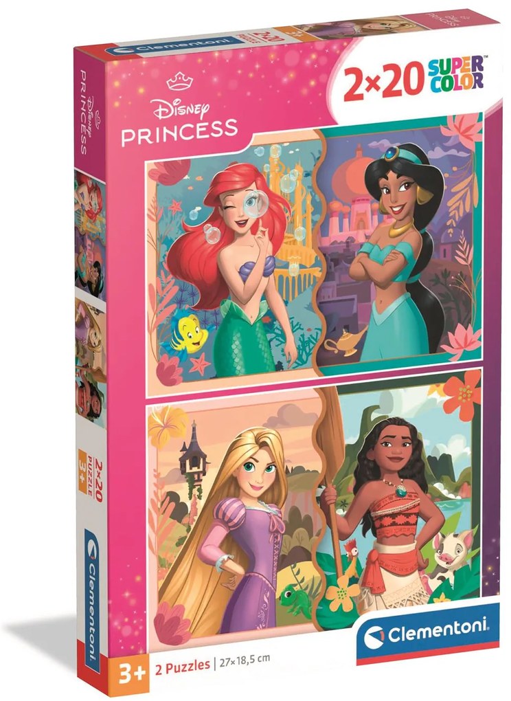 Clementoni - Puzzle 2x20 Disney Princezny