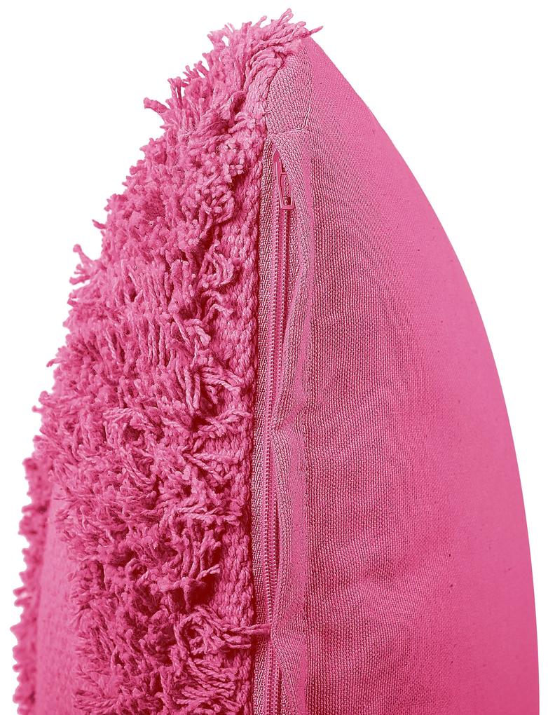 Bavlněný polštář 45 x 45 cm růžový RHOEO Beliani