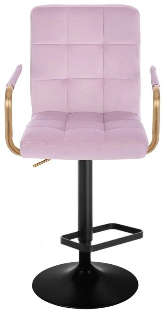 LuxuryForm DESIGN Barová židle VERONA GOLD VELUR na černé kulaté podstavě - levandule