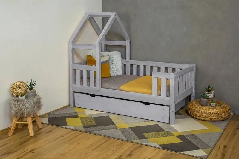 MAXIDO Dětská postel domeček Zara - jeden šuplík 200x90 šedá