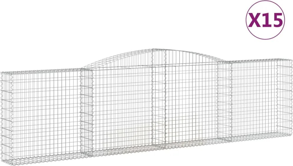 Klenuté gabionové koše 15ks 400x30x100/120cm pozinkované železo 3146875