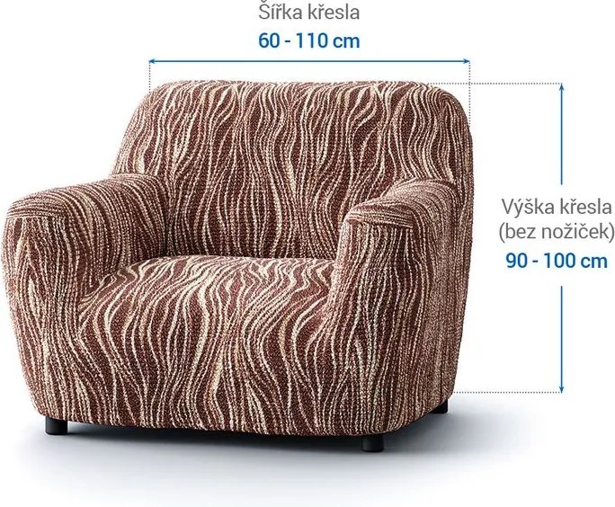 Bielastické potahy UNIVERSO NOVÉ žíhané hnědé křeslo (š. 60 - 110 cm)