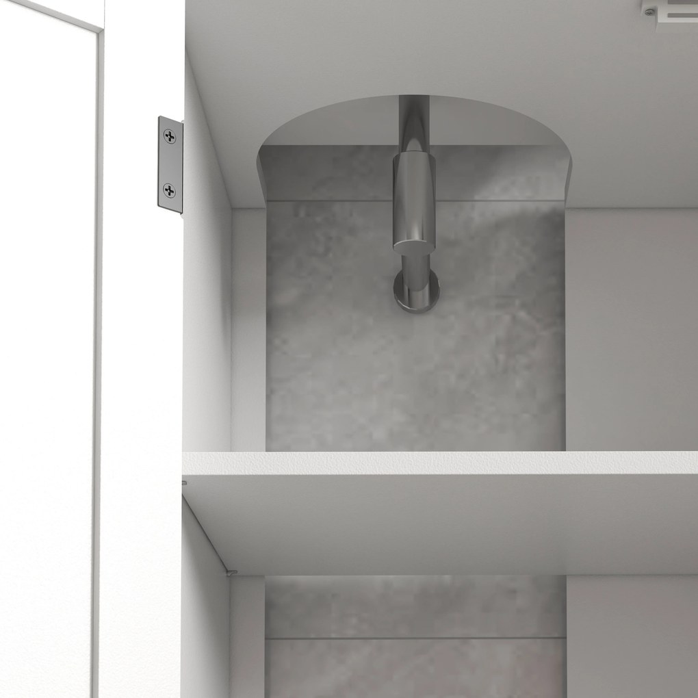Kleankin Dřevěná Skříňka Pod Umyvadlo s Podstavcem, 2 Dveře a Nastavitelné Policemi, Bezpečnostní Zajištění, Moderní Design, Nosnost 31 kg, 90x30x60 …
