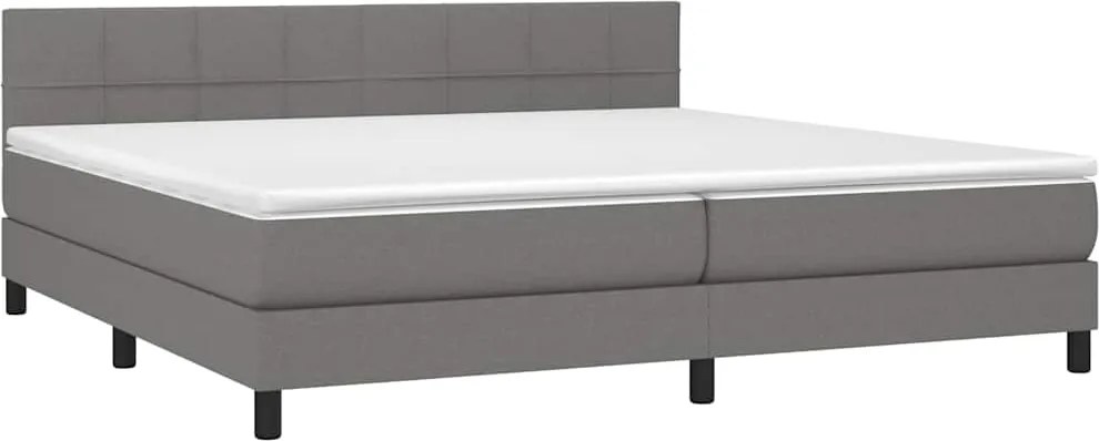 Box spring postel s matrací a LED tmavě šedá 200x200 cm textil 3133182