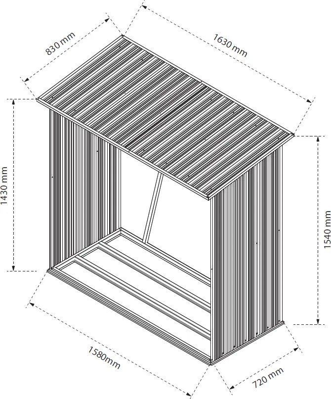 Zahradní dřevník BestBerg BBSH-F001W / 1,35 m²/ 163 x 83 x 154 cm / dekor dřeva/hnědá