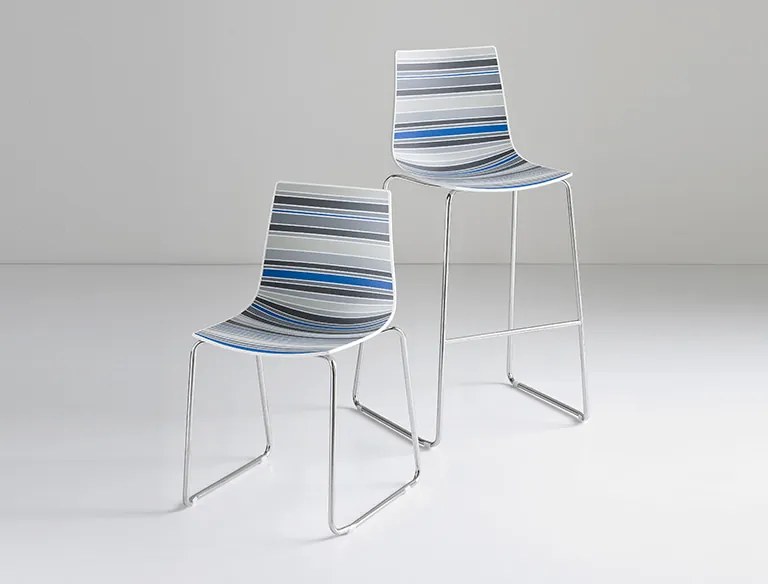 GABER - Barová židle COLORFIVE ST - vysoká, šedovínová/chrom