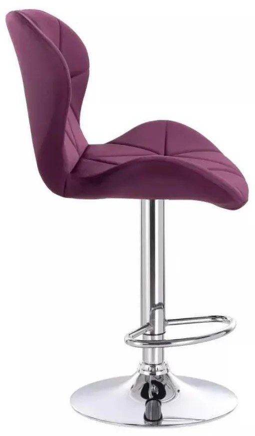 LuxuryForm DESIGN Barová židle LIVIO VELUR na stříbrné kulaté podstavě - fuchsie