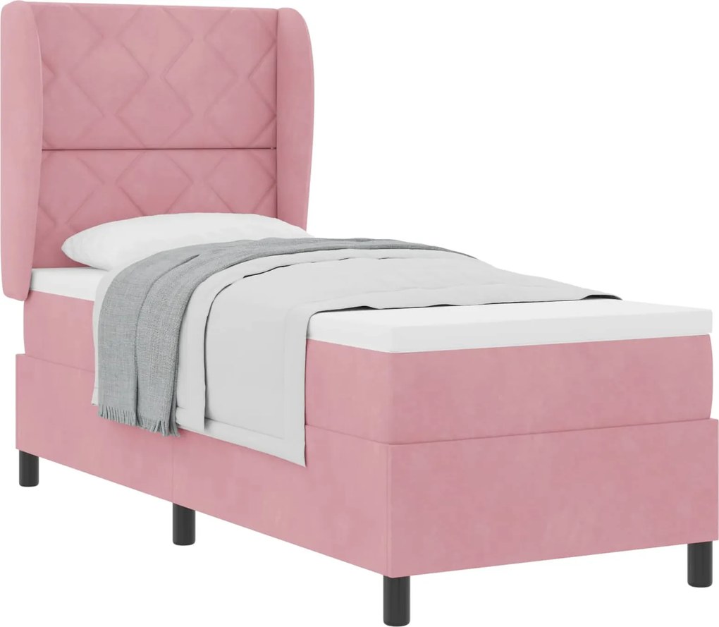 Postel s boxspringem s čelo Růžová 200 x 80 cm samet 3340957