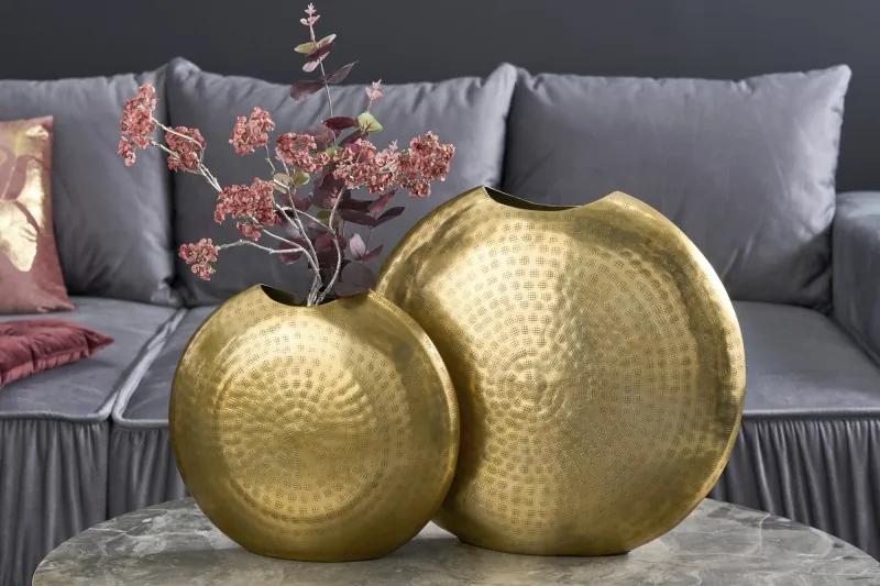 Noble Home 2 dílný set váz Oriental, kov, zlatá