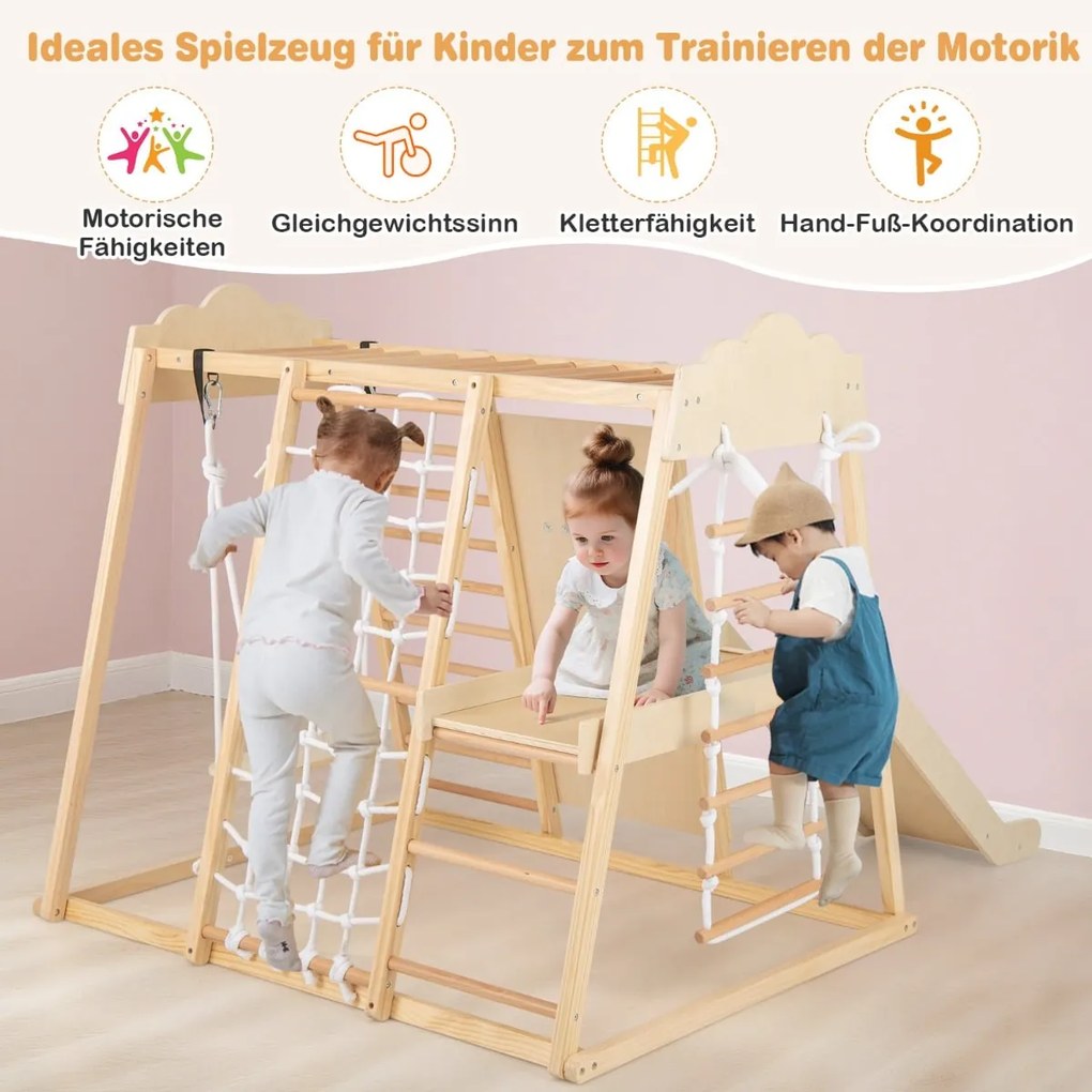 Costway 8-in-1 Gymnastický set v džungli Dřevěné Montessori šplhací hračky