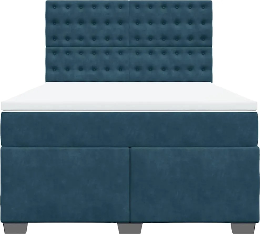 Box spring postel s matrací modrá 160 x 200 cm samet 3293270