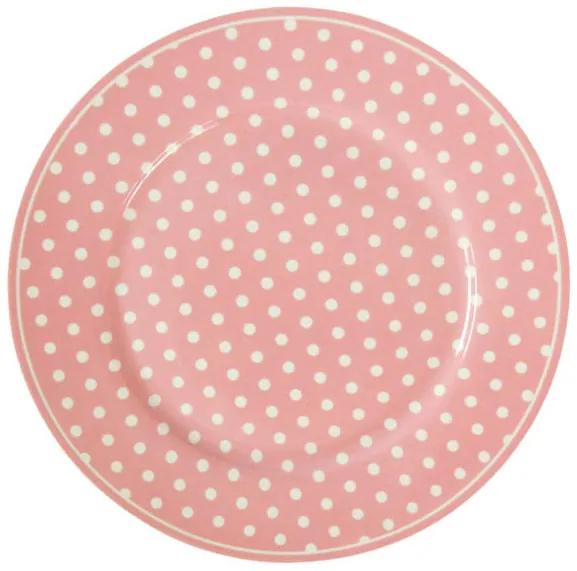 Dezertní talíř růžový s puntíky 20 cm (ISABELLE ROSE)
