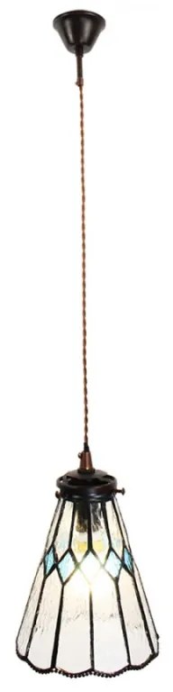 Závěsná Tiffany lampa modré detaily Blue Rock – 15x115 cm