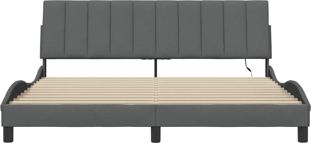 Rám postele bez matrace Hanko tmavě šedý 180 x 200 cm textil 3310476